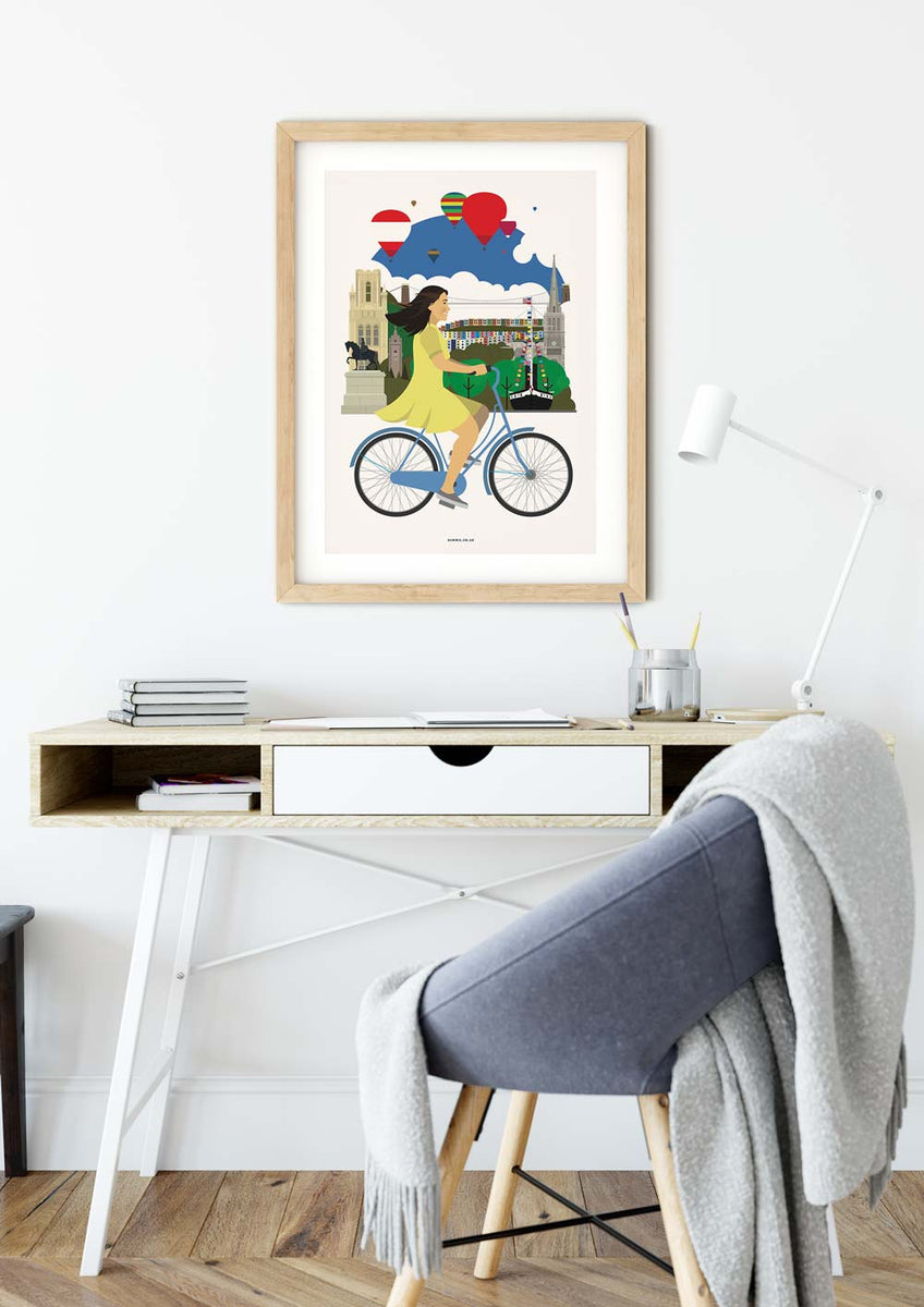 Bristol Cycling print — Illustrated modern vintage wall art | Beautiful ...